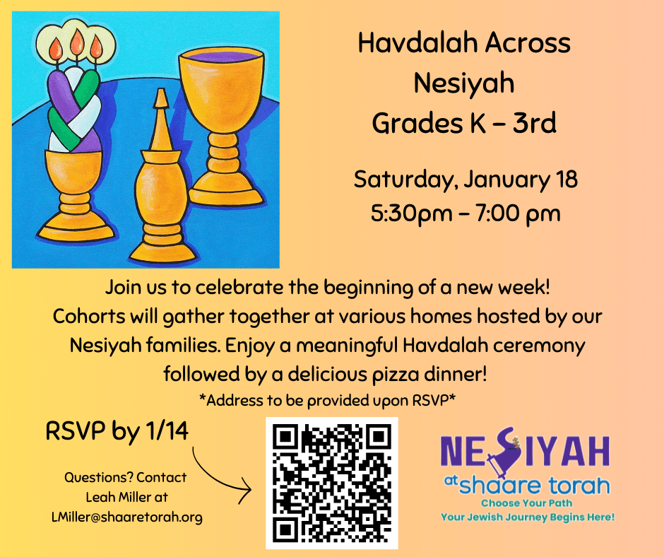 Havdalah Across Nesiyah ~ Kindergarten 3rd Grade And Families Shaare